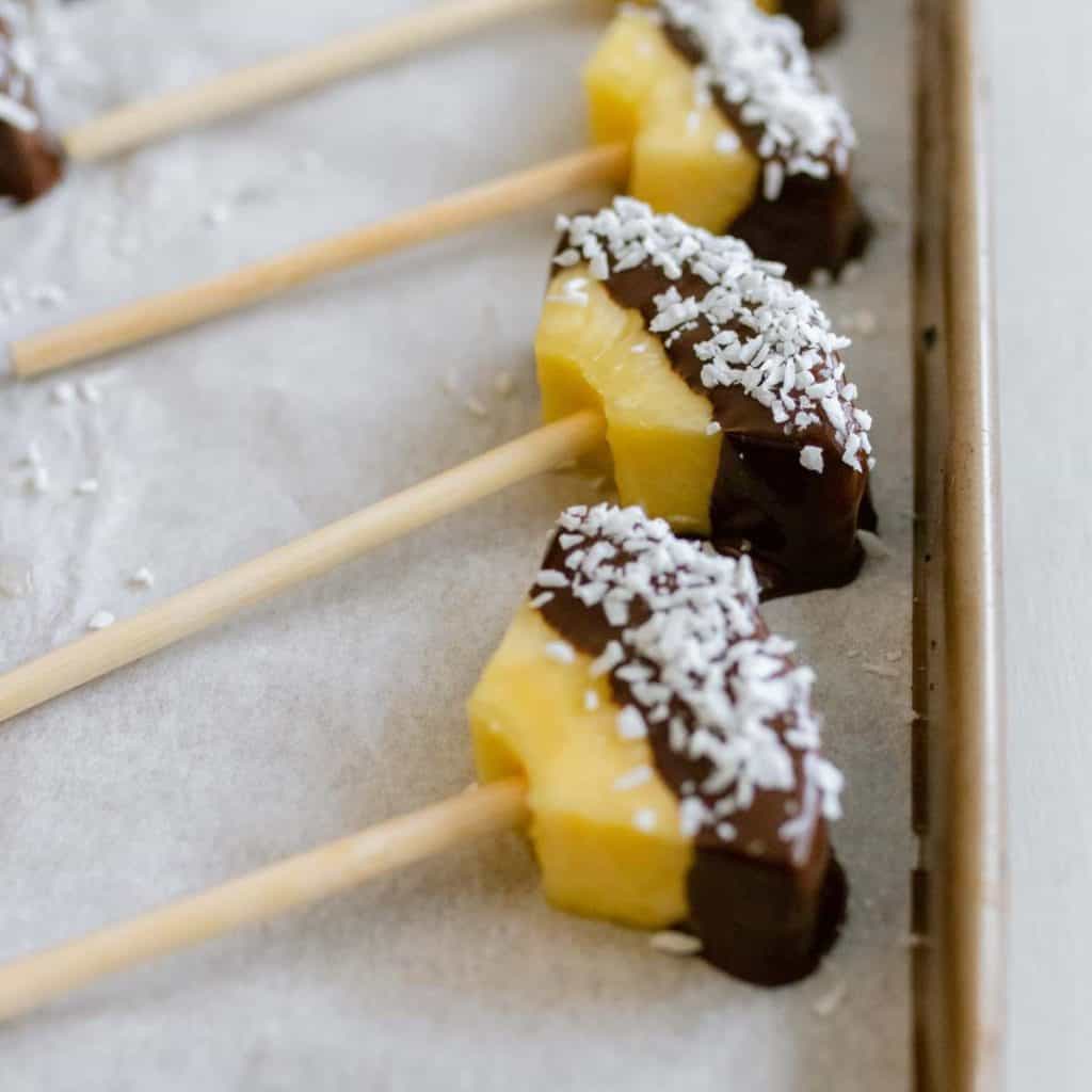 Chocolate Covered Pineapple with Coconut (Wedges or Rings)