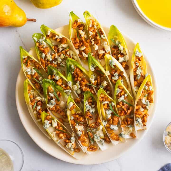 Pear and Blue Cheese Endive Boats Appetizer - Life Around The Table